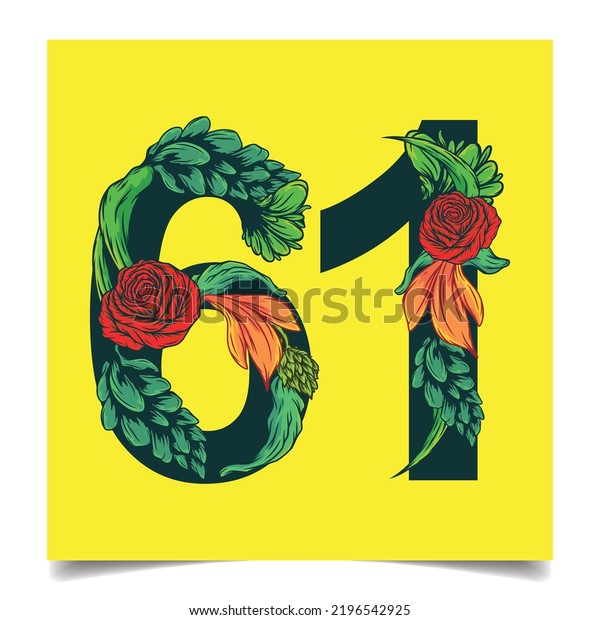 Numbers 61 Vector Colorful Flower Font Stock Vector (Royalty Free ...
