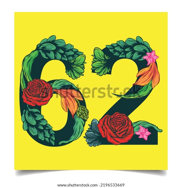 Numbers 62 Vector Colorful Flower Font Stock Vector (Royalty Free ...