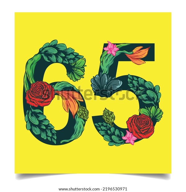 Numbers 65 Vector Colorful Flower Font Stock Vector (Royalty Free ...