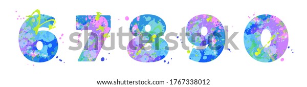 Numbers 67890 Effect Liquid Spots Paint Stock Vector (Royalty Free ...