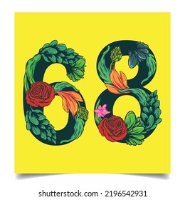 Numbers 68 Vector Colorful Flower Font Stock Vector (Royalty Free ...