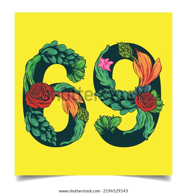 Numbers 69 Vector Colorful Flower Font Stock Vector (Royalty Free ...