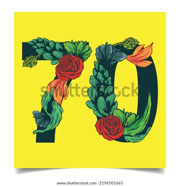 Numbers 70 Vector Colorful Flower Font Stock Vector (Royalty Free ...