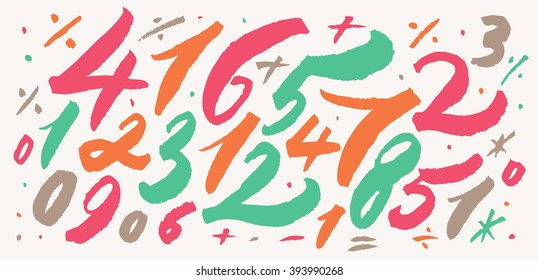 Numbers Background Handwritten Numbers Math Symbols Stock Vector ...