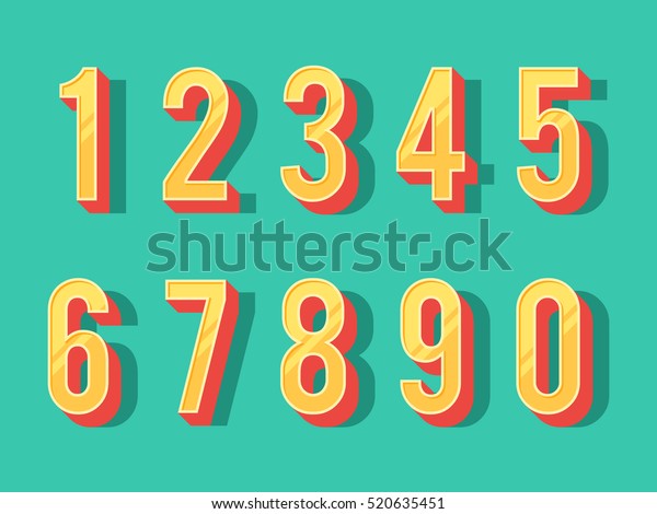 Numbers Colourful Set Vintage Style Vector Stock Vector (Royalty Free ...