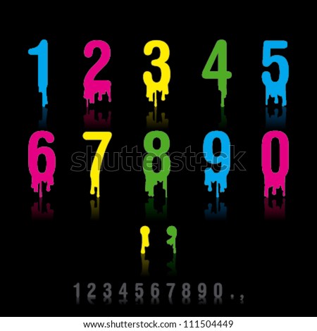 Numbers Dripping Color Stock Vector (Royalty Free) 111504449 - Shutterstock