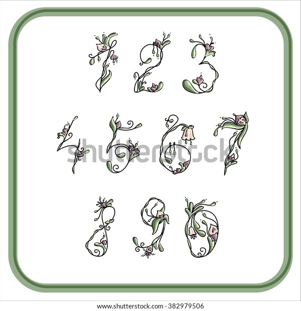 Numbers Exotic Flowers Stock Vector (Royalty Free) 382979506 | Shutterstock