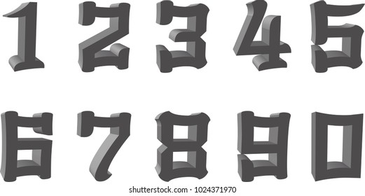 Numbers Gray Numbers White Backgroundschina Style Stock Vector (Royalty ...