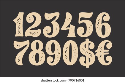 Numbers Grunge Lettering Set Vector Illustration Stock Vector (Royalty ...