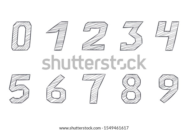 Numbers Hand Drawn Sketch Vector Illustration Stock Vector (Royalty ...