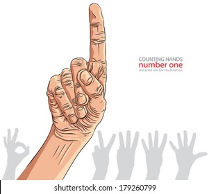 Numbers Hand Signs Set Number One Stock Vector (Royalty Free) 179260799 ...
