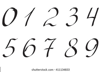 Vektor Stok Numbers Handwritten Numerals Vector Illustration (Tanpa ...