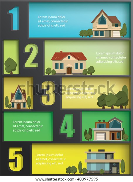 Numbers Houses Infographic Flat Vector Illustration: Vector có sẵn ...