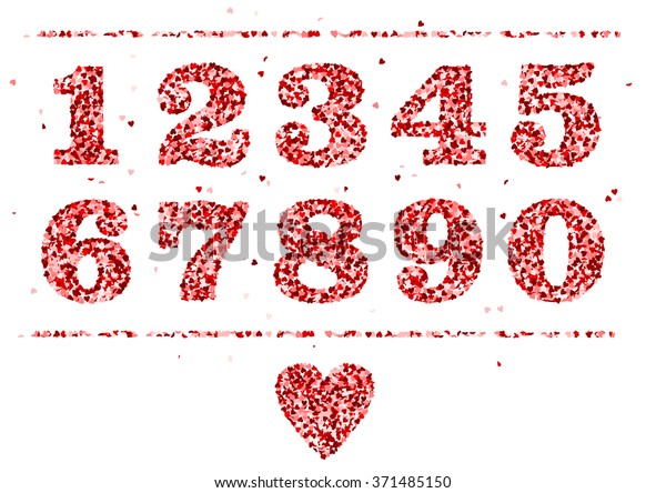 Numbers Made Red Hearts Stock Vector (Royalty Free) 371485150 ...