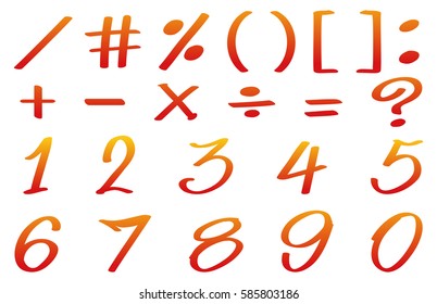 Numbers Math Signs Red Color Illustration Stock Vector (Royalty Free ...