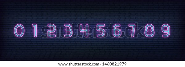 Numbers Neon Typeface Glowing Neon Colored Stock Vector (Royalty Free ...