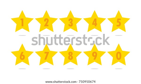 Numbers on star shapes vector
