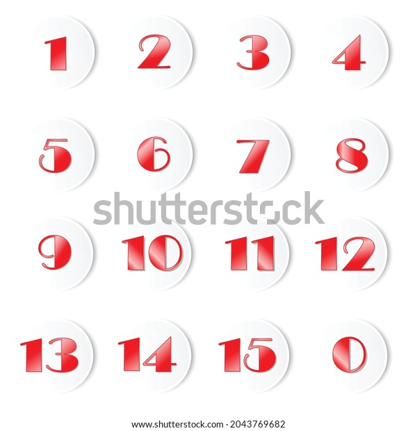 Numbers One Fifteen Red White Paper Stock Vector (Royalty Free ...