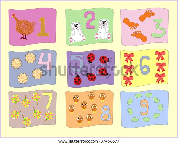 Numbers Pictures Children Education Vector Stock Vector (Royalty Free ...