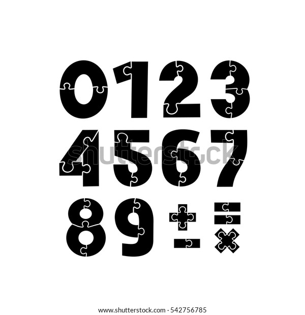 Numbers Puzzle Pieces Vector Illustration Isolated Stock Vector ...