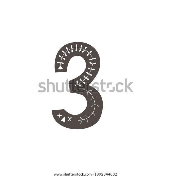 Numbers Scandinavian Style Hand Drawing Vector: เวกเตอร์สต็อก (ปลอดค่า ...