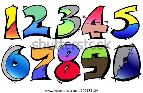 Numbers Set 09 Graffiti Bold Stroke Stock Vector (Royalty Free ...