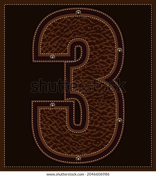 Numbers Set Leather Style Vector Design: เวกเตอร์สต็อก (ปลอดค่า ...