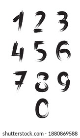 Numbers Set Logos Hand Drawn Dry Stock Vector (Royalty Free) 1880869588 ...