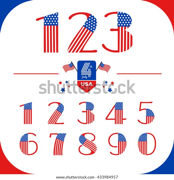 Numbers Set Usa Style American Flag Stock Vector (Royalty Free) 433984957