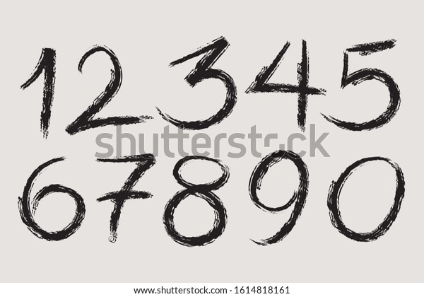 Numbers Sketch Brush Handwritten Style Design Stock Vector (Royalty ...