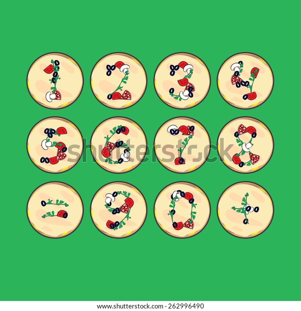 Numbers Symbols Components Pizza Stock Vector (Royalty Free) 262996490 ...