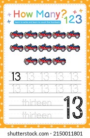 Numbers Tracing Template By Counting Vehicle Stock Vector (Royalty Free ...