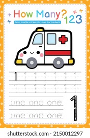 Numbers Tracing Template By Counting Vehicle Stock Vector (Royalty Free ...
