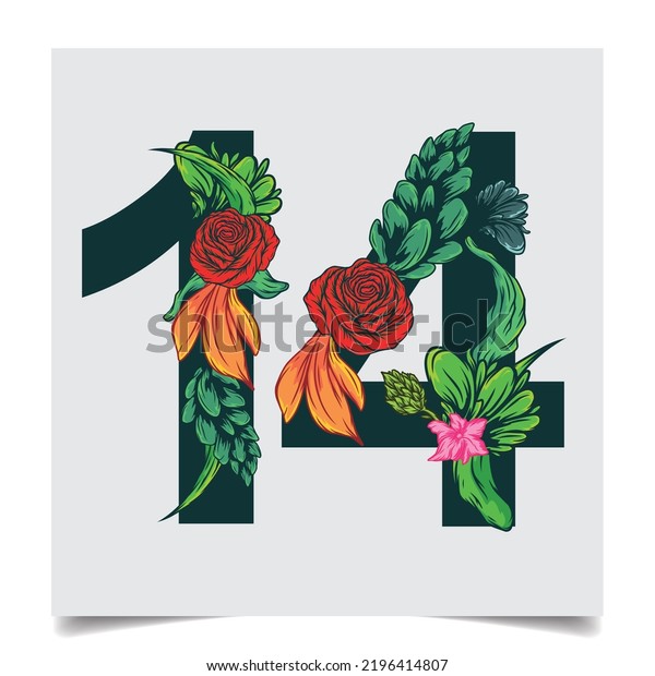 Numbers Vector Colorful Flower Font Your Stock Vector (Royalty Free ...