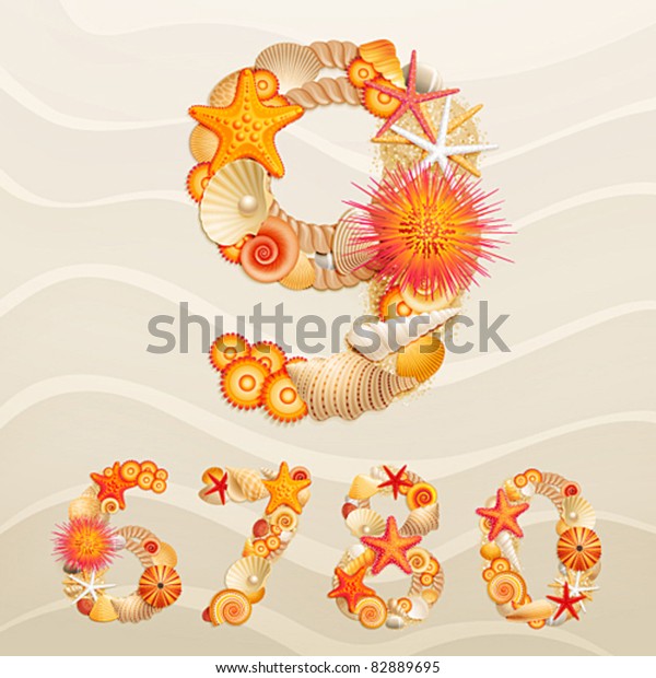 Numbers Vector Sea Life Font On: เวกเตอร์สต็อก (ปลอดค่าลิขสิทธิ์ ...