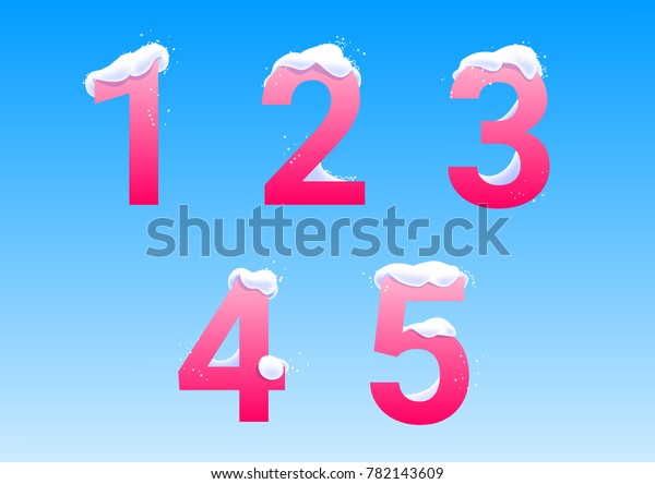 Numbers Winter Letters Snow Caps On Stock Vector (Royalty Free ...