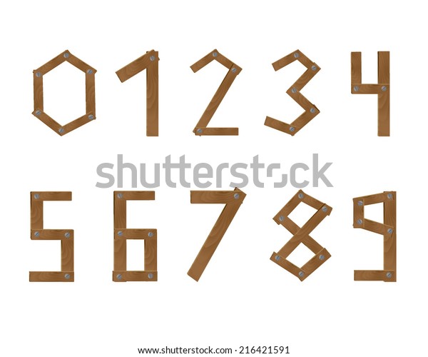 Numbers Wooden Planks Stock Vector (Royalty Free) 216421591 | Shutterstock
