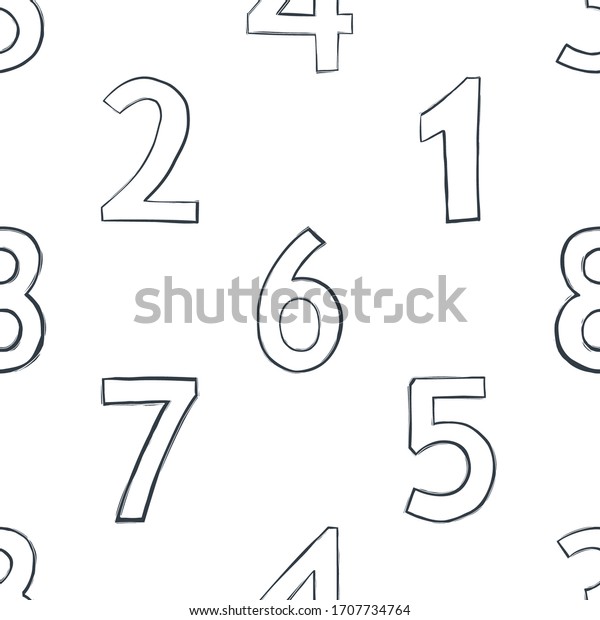 Numeral Seamless Background Black Outline Numbers: เวกเตอร์สต็อก (ปลอด ...