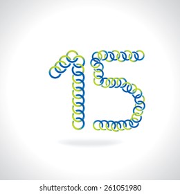 Numeric 15 Number Created By Blue Stock Vector (Royalty Free) 261051980 ...