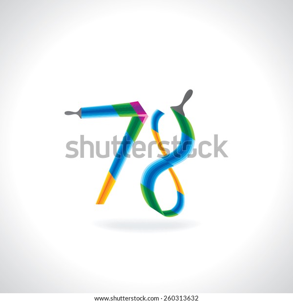 Numeric Number 78 Created By Painting Stock Vector (Royalty Free ...