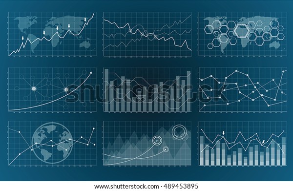 Numerous Charts Screens Graphics Background Interface Stock Vector ...