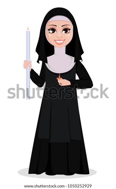 Nun Cartoon Character Smiling Catholic Sister Stock Vector (Royalty ...