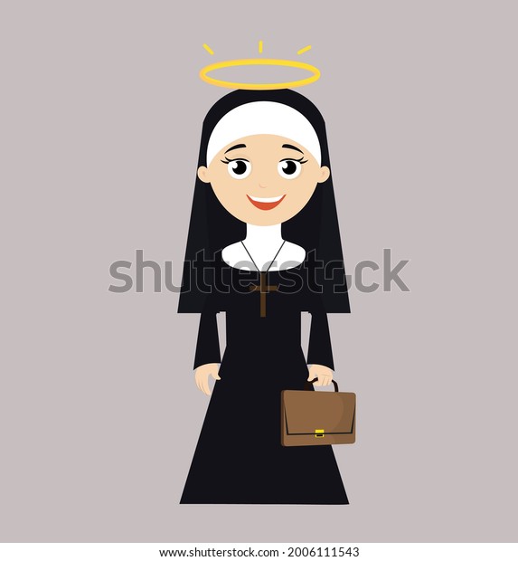 Nun Going Work Flat Vector Cartoon Stock Vector (Royalty Free ...