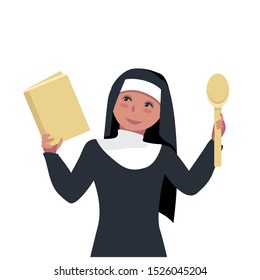 Nun Holds Book Recipes Lean Dishes Stock Vector (Royalty Free ...