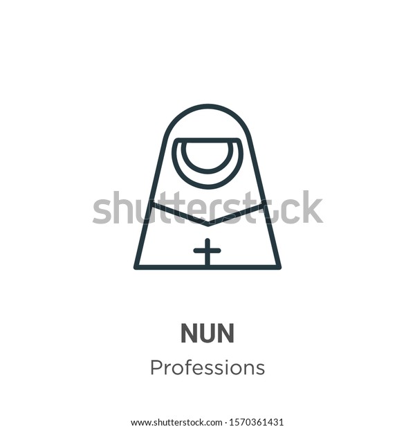 Nun Outline Vector Icon Thin Line Stock Vector (Royalty Free ...