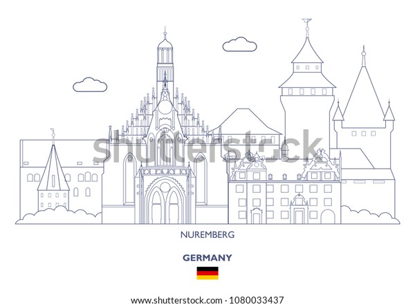 Nuremberg Linear City Skyline Germany Stock Vector (Royalty Free ...