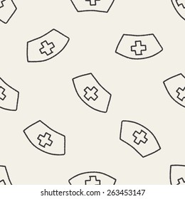 Nurse Hat Doodle Drawing Seamless Pattern Stock Vector (Royalty Free ...
