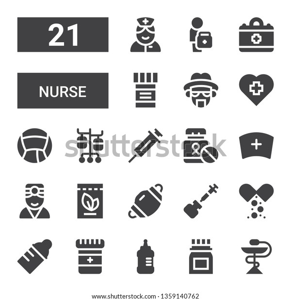 Nurse Icon Set Collection 21 Filled Stock Vector (Royalty Free ...