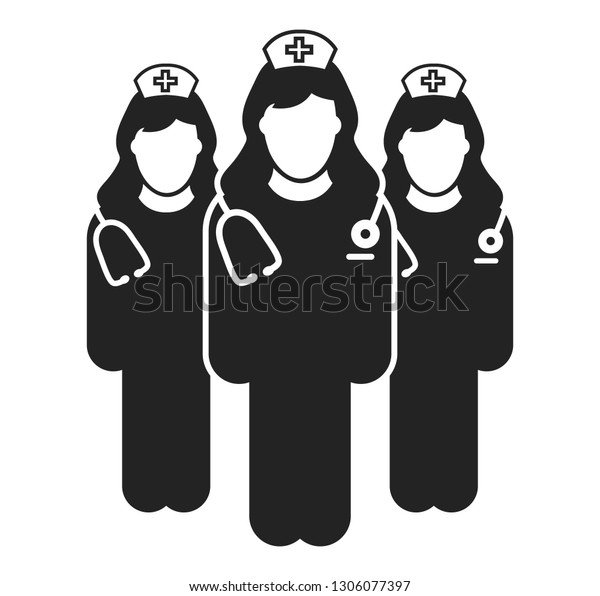 Nurse Team Icon Flat Style Vector Stock Vector (Royalty Free ...