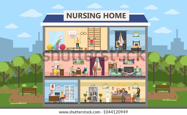 Nursing Home City Building Interior Senior Stock Vector (Royalty Free ...